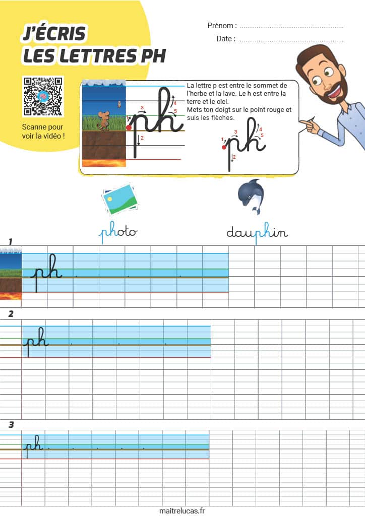 Écriture cursive du ph pour CP CE1 - Maître Lucas