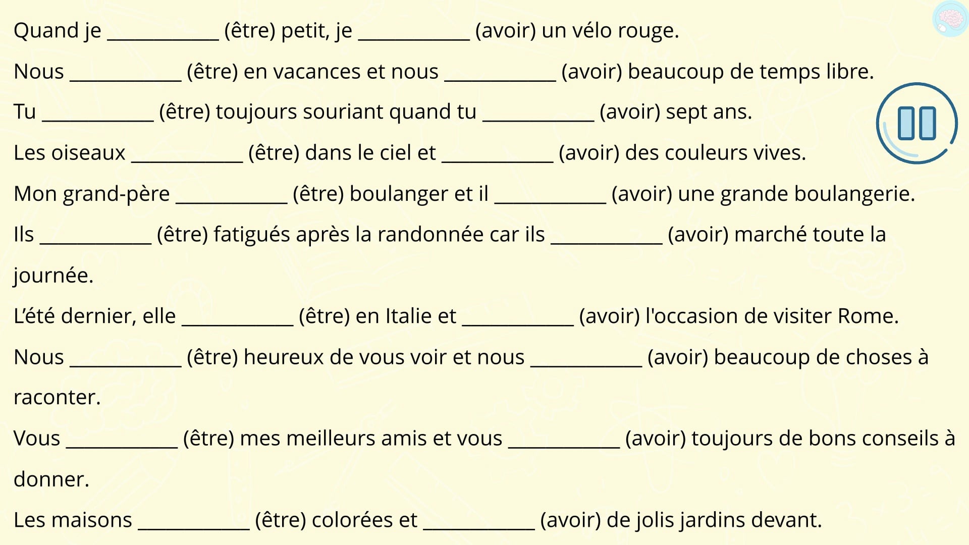 Imparfait des verbes être et avoir pour les élèves de CE1 et CE2 ...