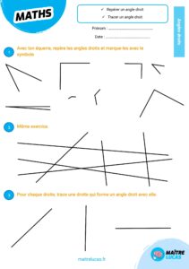 Exercices sur les angles droits pour CE1 et CE2 - Maître Lucas