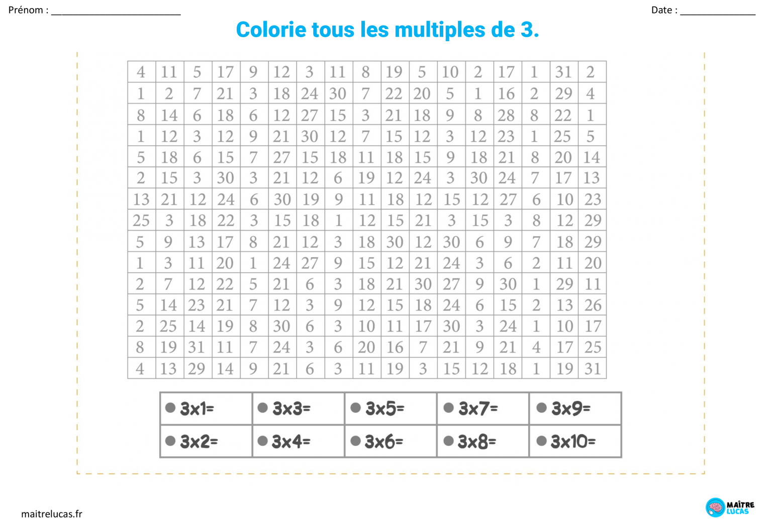 12 Coloriages magiques multiplications et divisions CP CE1 - Maître Lucas