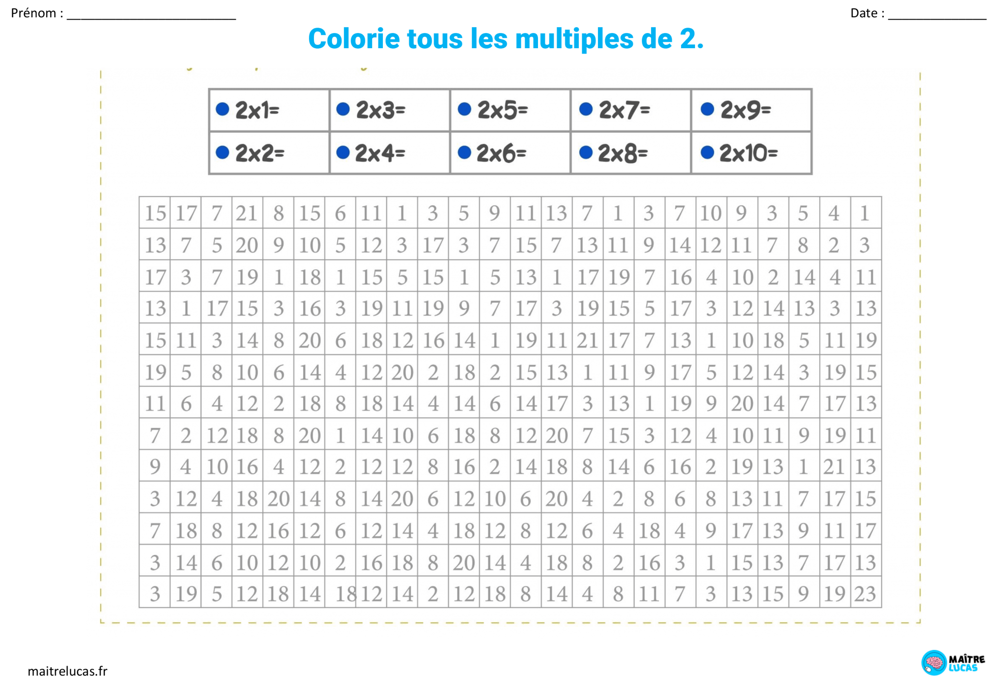 12 Coloriages magiques multiplications et divisions CP CE1 - Maître Lucas