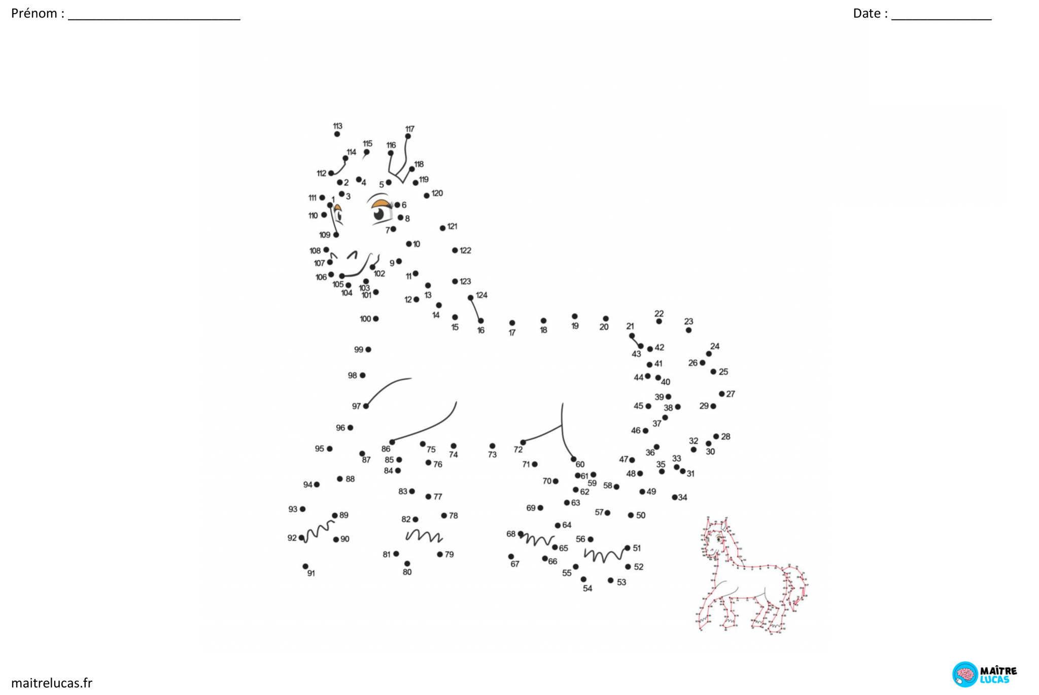 Fiches Exercices Relier les nombres jusqu'à 100 pour CP CE1 - Maître Lucas